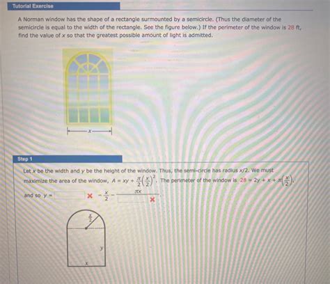 solved tutorial exercise a norman window has the shape of a