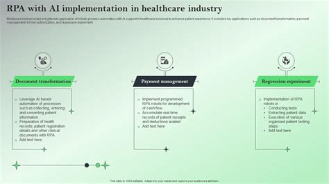 RPA With AI Implementation In Healthcare Industry PPT Sample