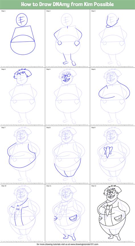 How To Draw DNAmy From Kim Possible Printable Step By Step Drawing Sheet DrawingTutorials