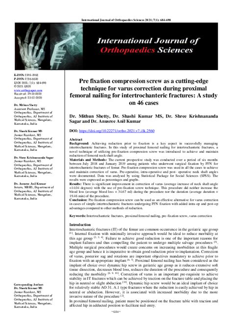 Pdf Pre Fixation Compression Screw As A Cutting Edge Technique For