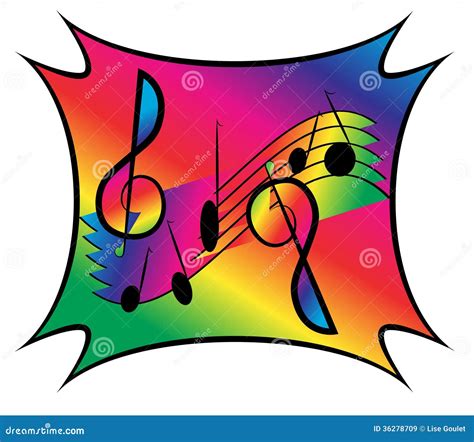 Musical Notes On Rainbow Background Stock Illustration Illustration