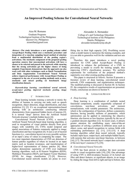 Pdf An Improved Pooling Scheme For Convolutional Neural Networks