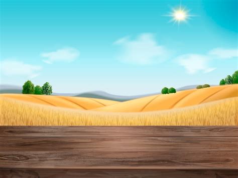 Premium Vector Natural Wheat Filed Background Illustration