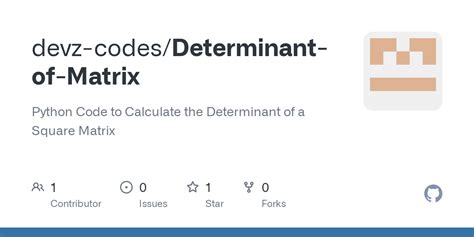 Github Devz Codesdeterminant Of Matrix Python Code To Calculate The