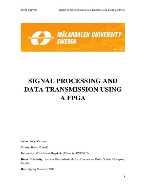 Signal Processing And Data Transmission Using A Fpga Pdf Vhdl
