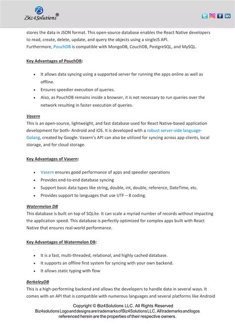 List Of Top Local Databases Used For React Native App Developement In