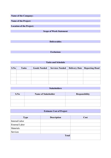Scope Of Work Template Ms Word Excel Templates Forms Checklists Riset