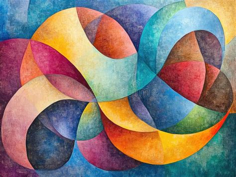 Colorful Abstract Art Piece With Intertwined Shapes And Dynamic Composition Perfect For Modern