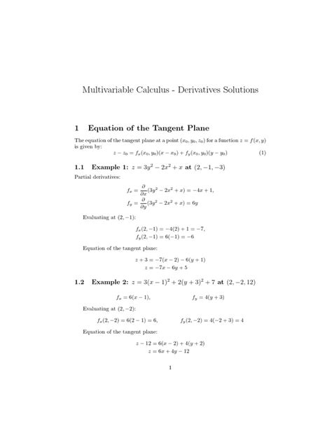 Multivariable Calculus Pdf Tangent Multivariable Calculus