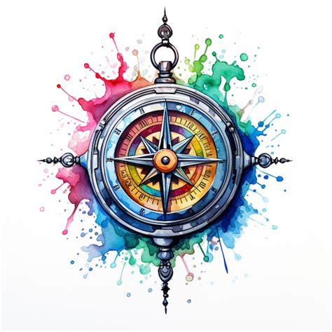 Premium Photo A Brightly Colored Compass With A Chain Hanging From It