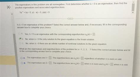 Solved The Eigenvalues In This Problem Are All Nonnegative