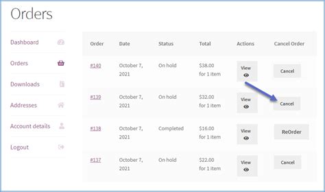 Woocommerce Order Cancel For Customers Plugin