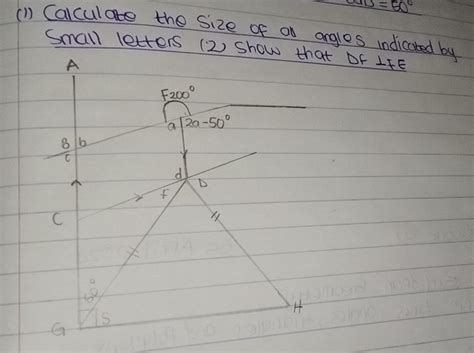 Solved 50° 1 Calculate The Size Of An Angles Indicated By Small