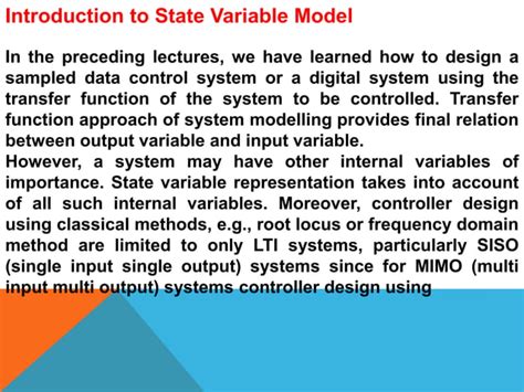 Discrete State Space Model 9th And10th Lecture Ppt