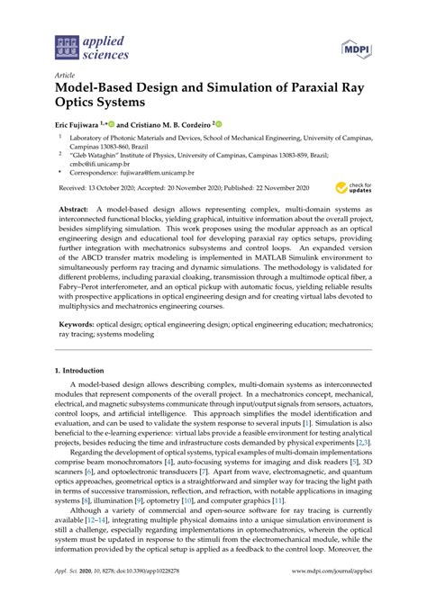 Pdf Model Based Design And Simulation Of Paraxial Ray Optics Systems