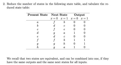 Solved Reduce The Number Of States In The Following State Chegg