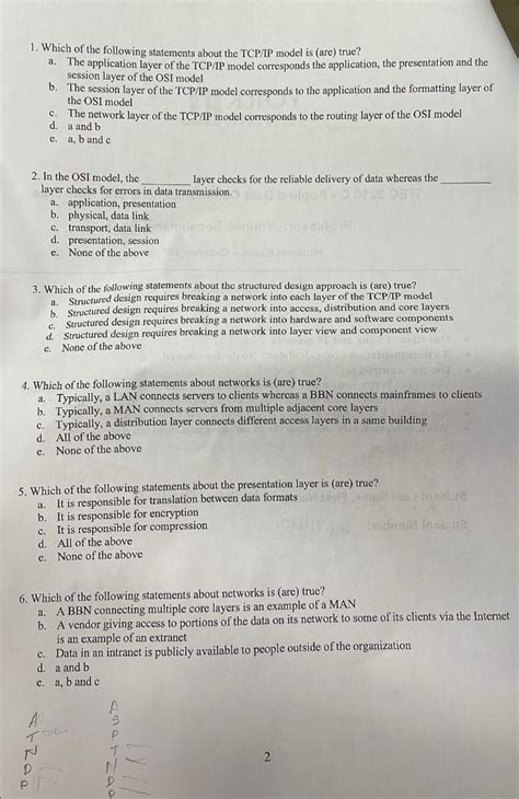 Solved 1 Which Of The Following Statements About The Tcpip