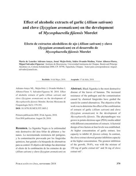 Pdf Effect Of Alcoholic Extracts Of Garlic Allium Sativum Dokumentips