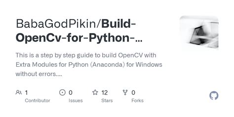GitHub BabaGodPikin Build OpenCv For Python With Extra Modules Windows This Is A Step By