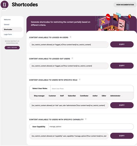 Shortcodes Restricted Content For WordPress
