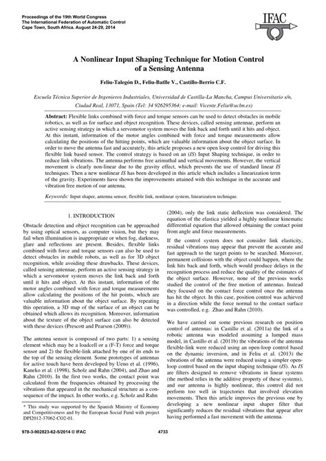 Pdf A Nonlinear Input Shaping Technique For Motion Control Of A Sensing Antenna