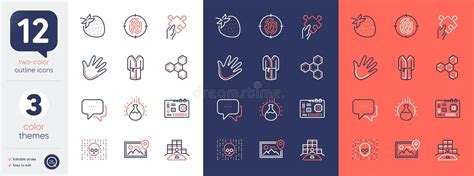 Set Of Hand Puzzle And Chemistry Experiment Line Icons For Design Vector Stock Vector
