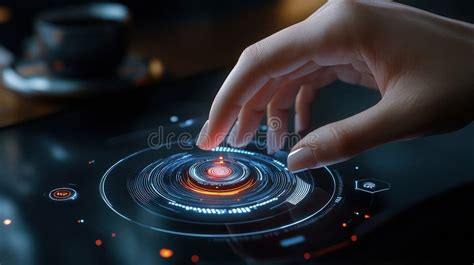 A Hand Interacts With Futuristic Digital Technology On A Glowing