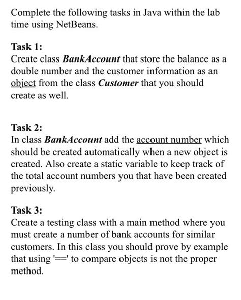 Solved Complete The Following Tasks In Java Within The Lab