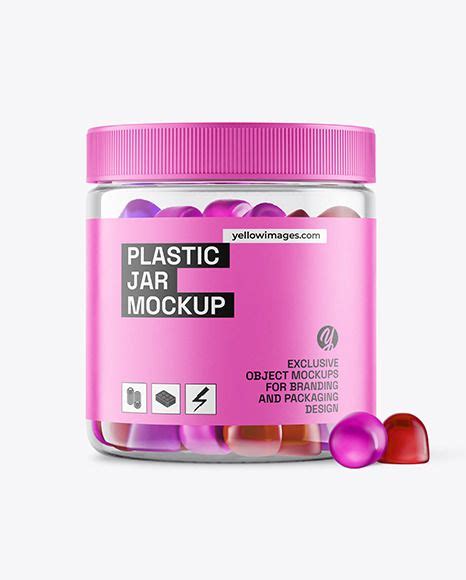 Plastic Jar With Gummies Mockup Plastic Jars Gummies Jar