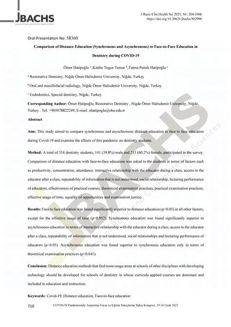 Pdf Comparison Of Distance Education Synchronous And Asynchronous To Face To Face Education