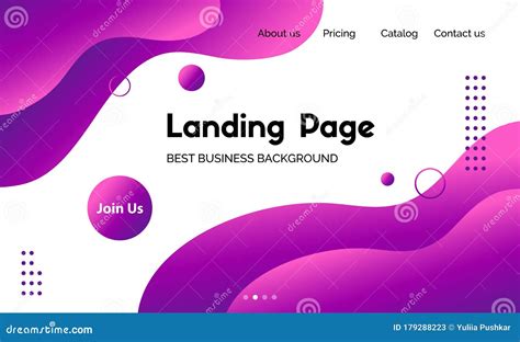 Violet Liquid Landing Page Template Vector Abstract Colorful Wavy
