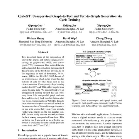 cyclegt unsupervised graph to text and text to graph generation via cycle training acl anthology