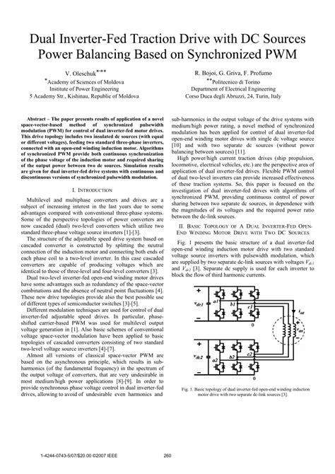 Pdf Dual Inverter Fed Traction Drive With Dc Sources Power Balancing Based On Synchronized Pwm