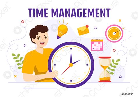 Time Management Vector Illustration With Clock Controls And Tasks