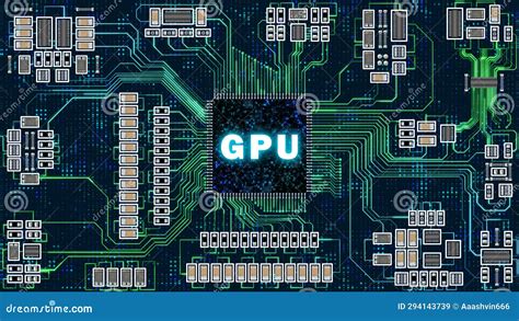 Digital Gpu Chipset Illustration With Circuit Board Stock Illustration Illustration Of Gaming