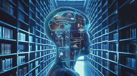 Premium Photo Futuristic Library A Conceptual Illustration Of
