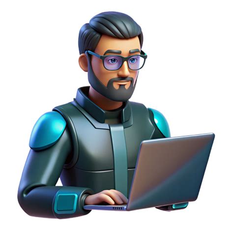 futuristic programmer 3d render of person working on laptop 55851732 png