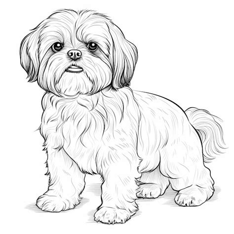 Livro Para Colorir Adulto Com Um Cachorro Shih Tzu Dormindo Na Cama Do Cachorro Foto Premium