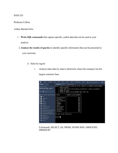 53 Major Assignment Analyzing Queries Dad 220 Professor Collins Ashley Barnett Felix Write