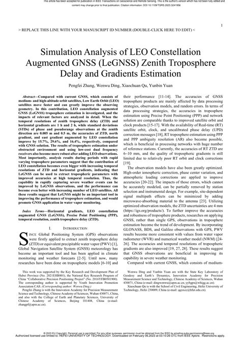 Pdf Simulation Analysis Of Leo Constellation Augmented Gnss Legnss Zenith Troposphere Delay