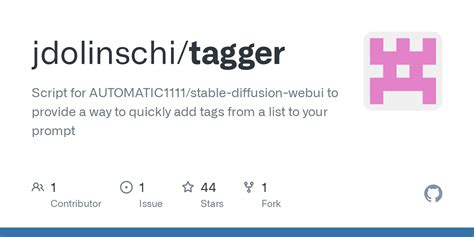 GitHub Jdolinschi Tagger Script For AUTOMATIC Stable Diffusion Webui To Provide A Way To