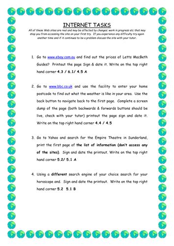 intro to the web exercise teaching resources