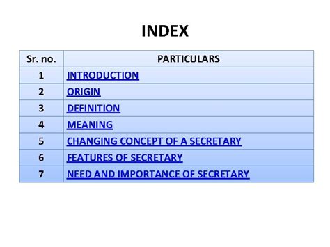 Chapter 1 Secretary Index Sr No 1 Introduction