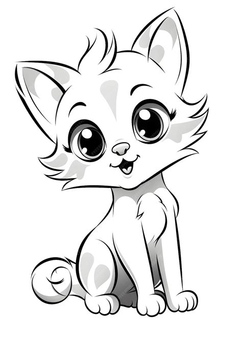 어린이를 위한 고양이 색칠 페이지 귀여운 고양이 라인 아트 색칠 페이지 고양이 윤 일러스트레이션 어린이를 위한 색채 페이지