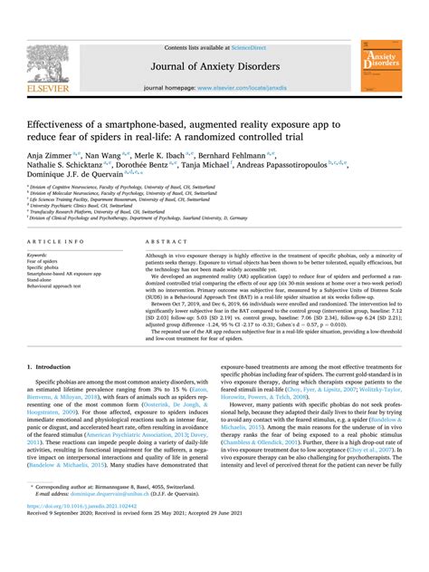 Pdf Effectiveness Of A Smartphone Based Augmented Reality Exposure