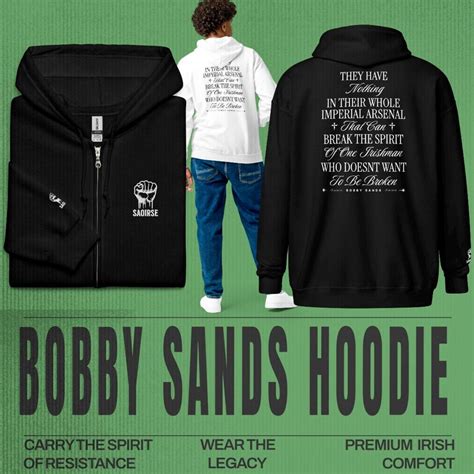 Irish Republican Bobby Sands Unbroken Freedom Hoodie Mens Irish