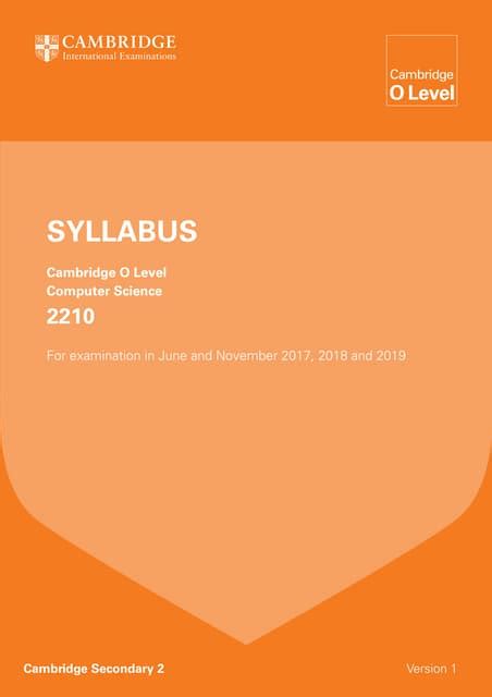 Cambridge O Level Computer Science 2210 Pdf