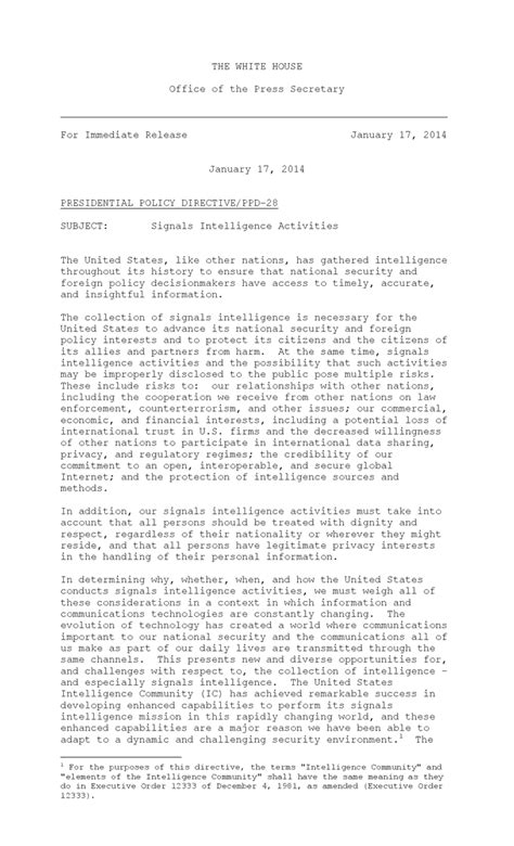 White House Nsa Policy Directive Documents Los Angeles Times