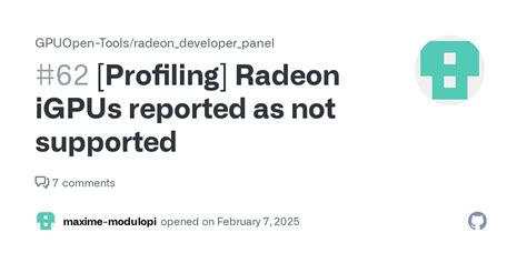 Profiling Radeon Igpus Reported As Not Supported · Issue 62 · Gpuopen Toolsradeondeveloper