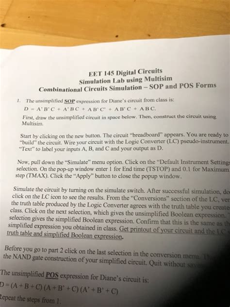 Solved EET 145 Digital Circuits Simulation Lab Using Chegg Com